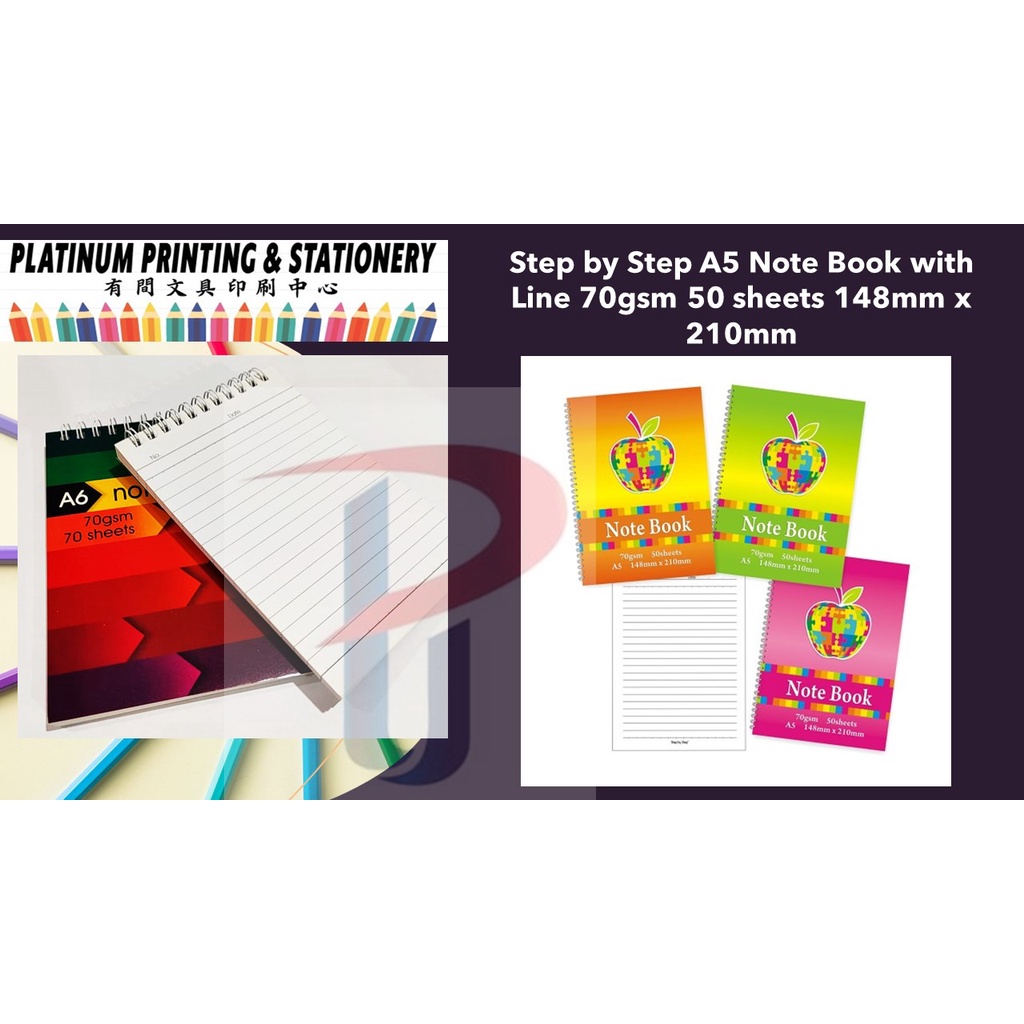 Step by Step A5 & A6 Note Book with Line 70gsm | Shopee Malaysia