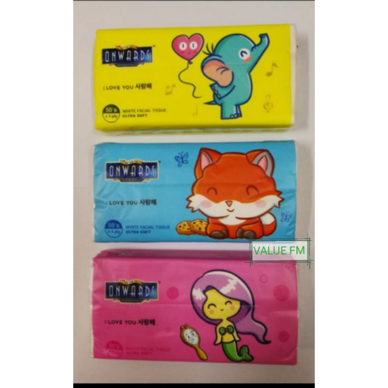 Onwards Facial Tissue 50s x 3pkt 19cm x 9.5cm ( Random Pick ) | Shopee ...
