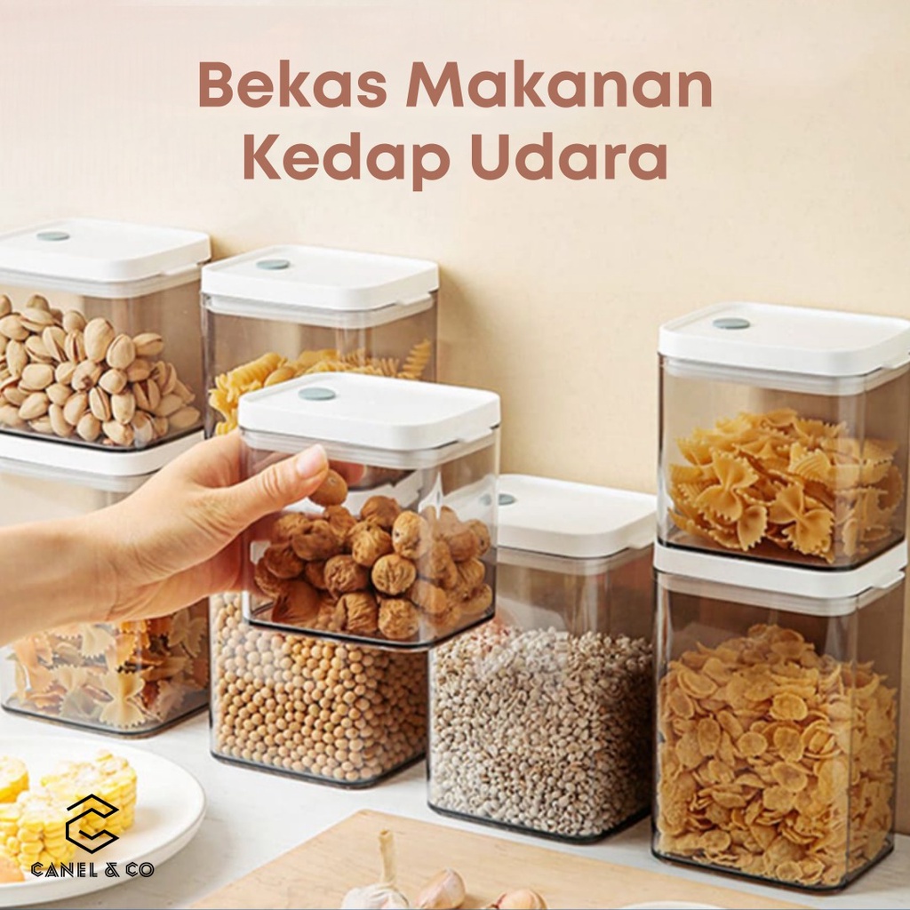 Plastic Transparent Cereal Food Storage Box Canisters Tank Airtight Container Bekas Kedap Udara ...
