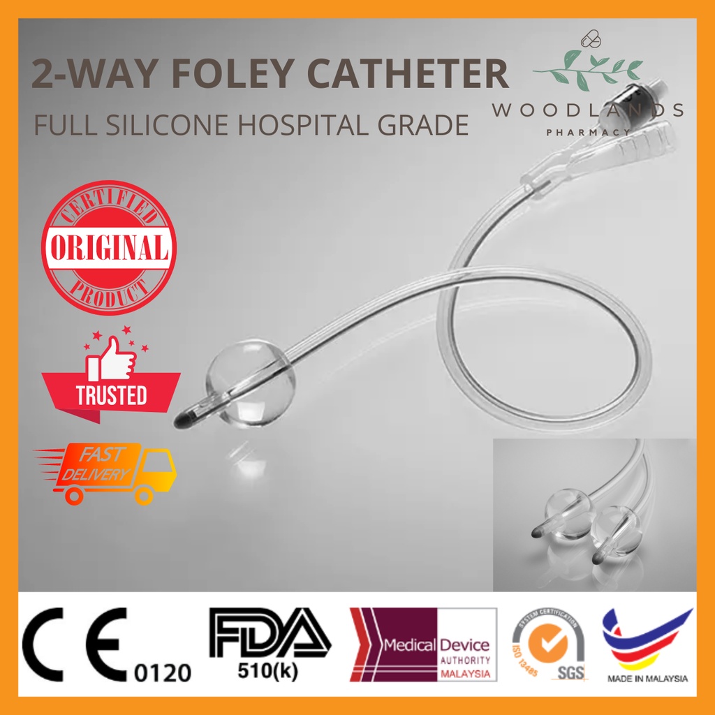 100% ALL SILICONE 2 WAY FOLEY BALLOON CATHETER SIZE: 14/16/18FR ...