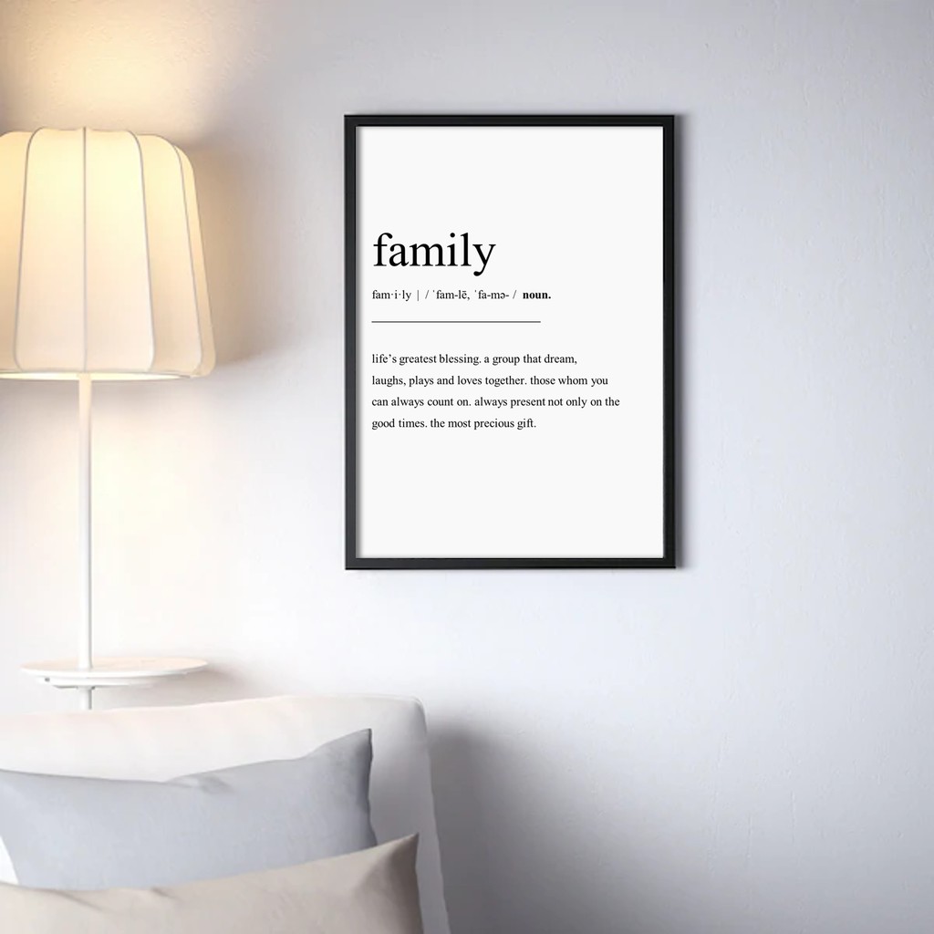 Family Dictionary Definition Minimalist Wall Art Frame Poster Deco ...