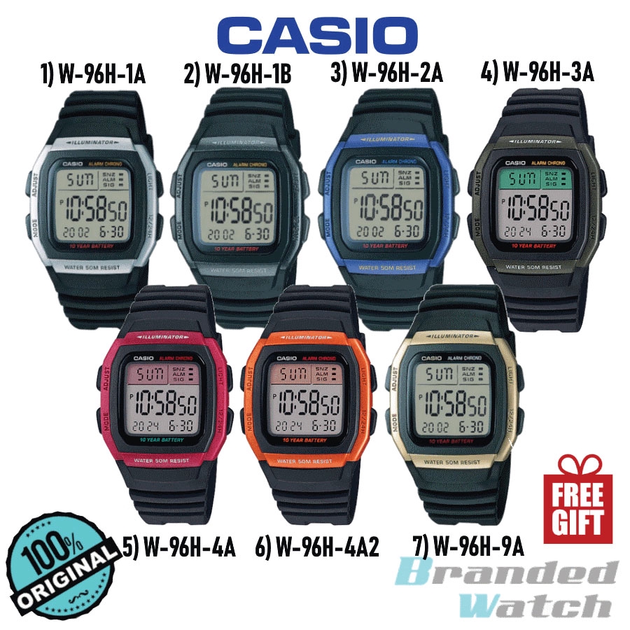CASIO W-96H MAN DIGITAL SPORT LED LIGHT RESIN BOY UNISEX KIDS WATCH ...