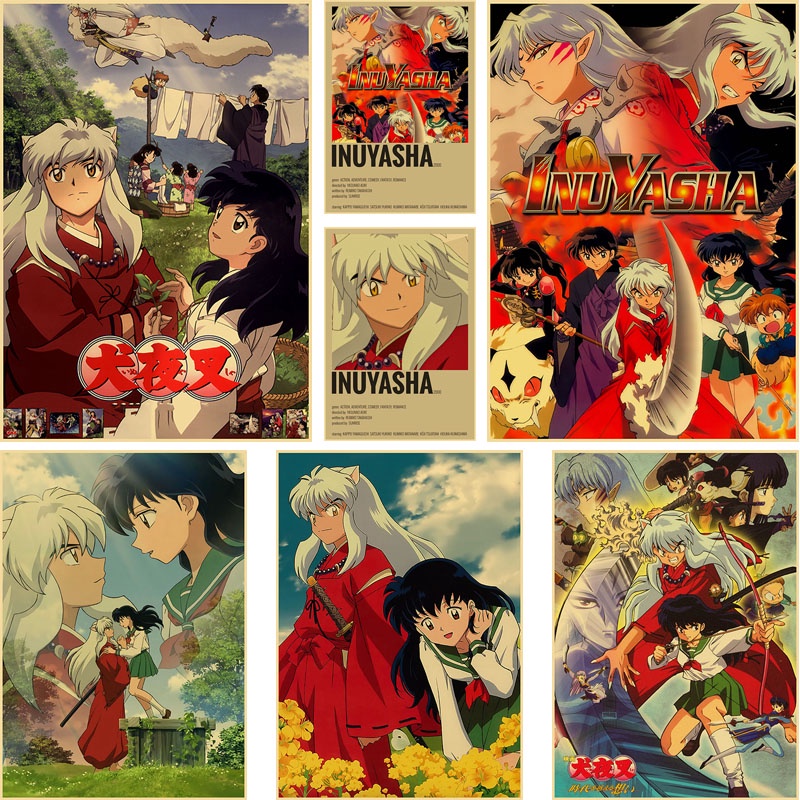 Classic Inuyasha Japanese Anime Poster Retro Kraft Paper Prints Wall ...