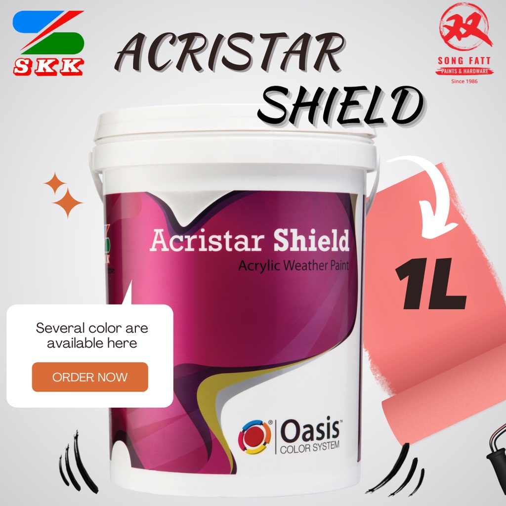 SKK Paint ACRISTAR SHIELD Exterior (WHITE/COLOURS) 1L Skk Gloss ...