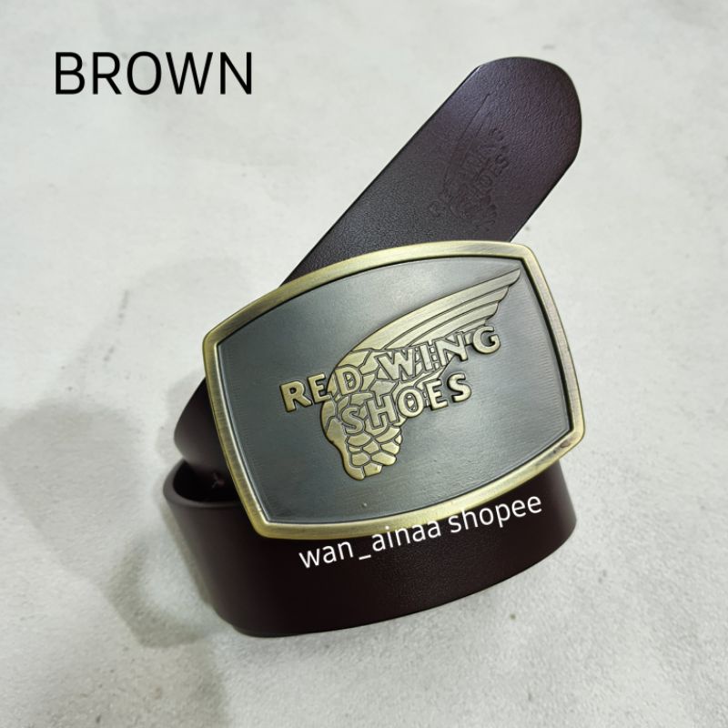 RED WING BELT BUCKLE GENUINE LEATHER TALI PINGGANG KULIT KEPALA TEMBAGA ...