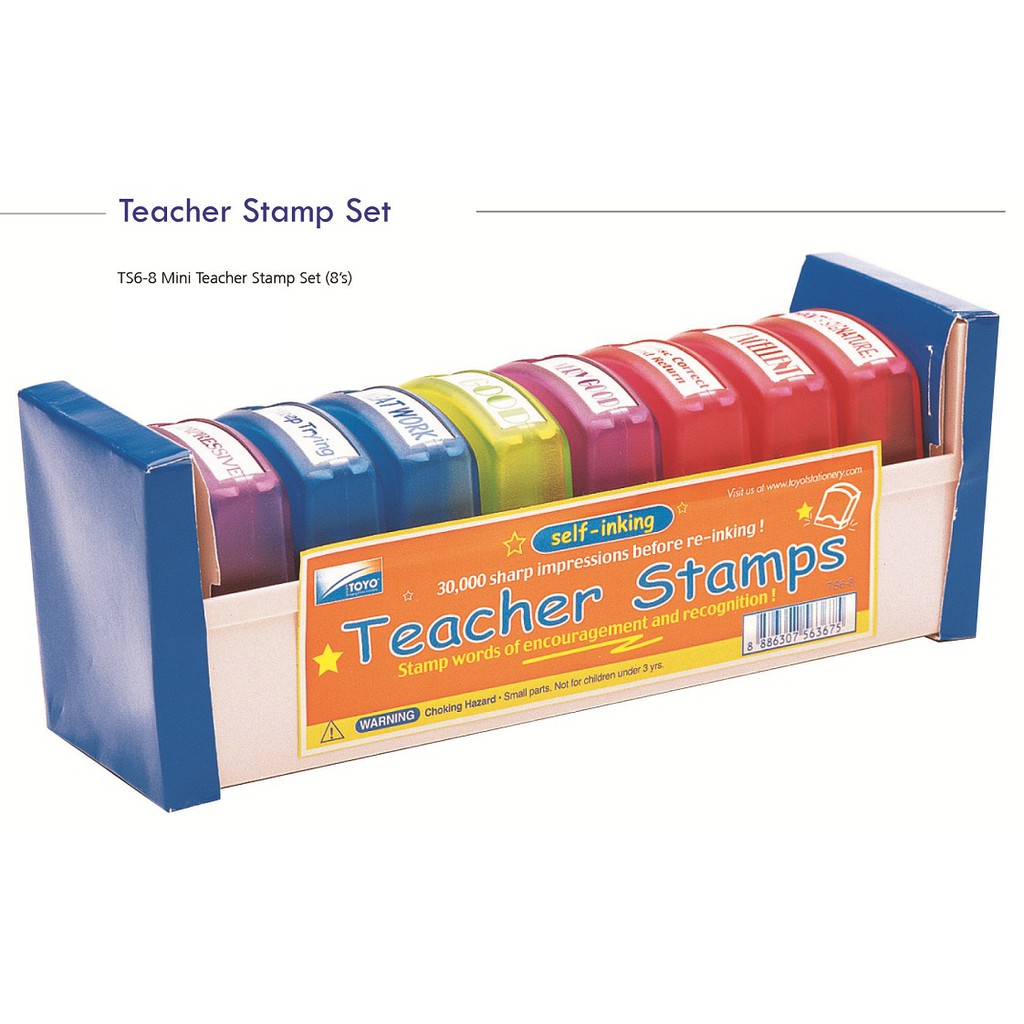Toyo Self Inking Teacher Stamp Set TS6-8 8's / Set Cop Guru Berdakwat ...