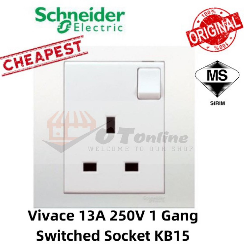 SCHNEIDER CLIPSAL VIVACE Soket & Suis/13A/15A/1GANG 20A/1GANG BELL ...