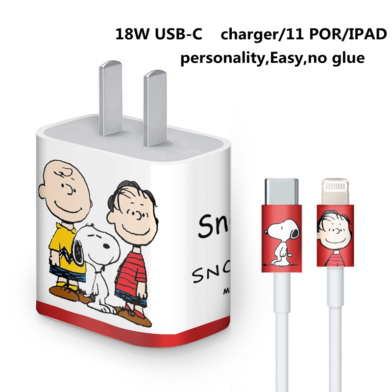 1set Sticker for Charger Head Snoopy Cartoon Pattern Charger Sticker ...