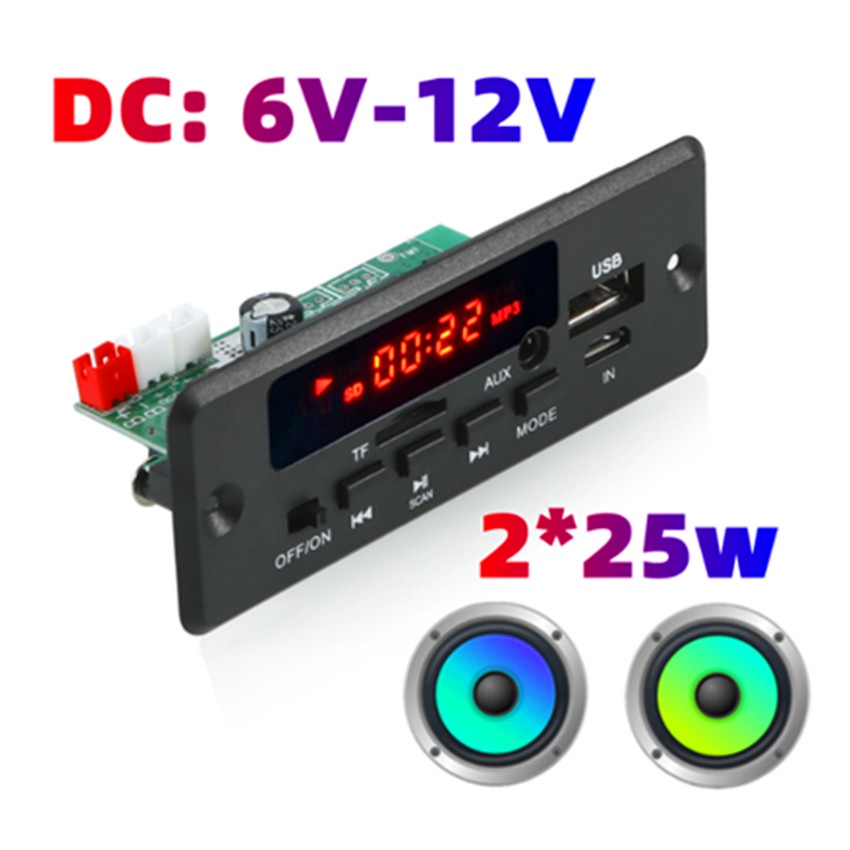 50W Amplifier 2*25W MP3 Player Bluetooth 5.0 MP3 Decoder Decoding Board ...