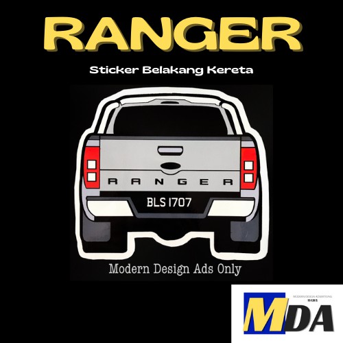 (FORD - RANGER) Sticker of Car Backside, Sticker Belakang Ford Ranger ...