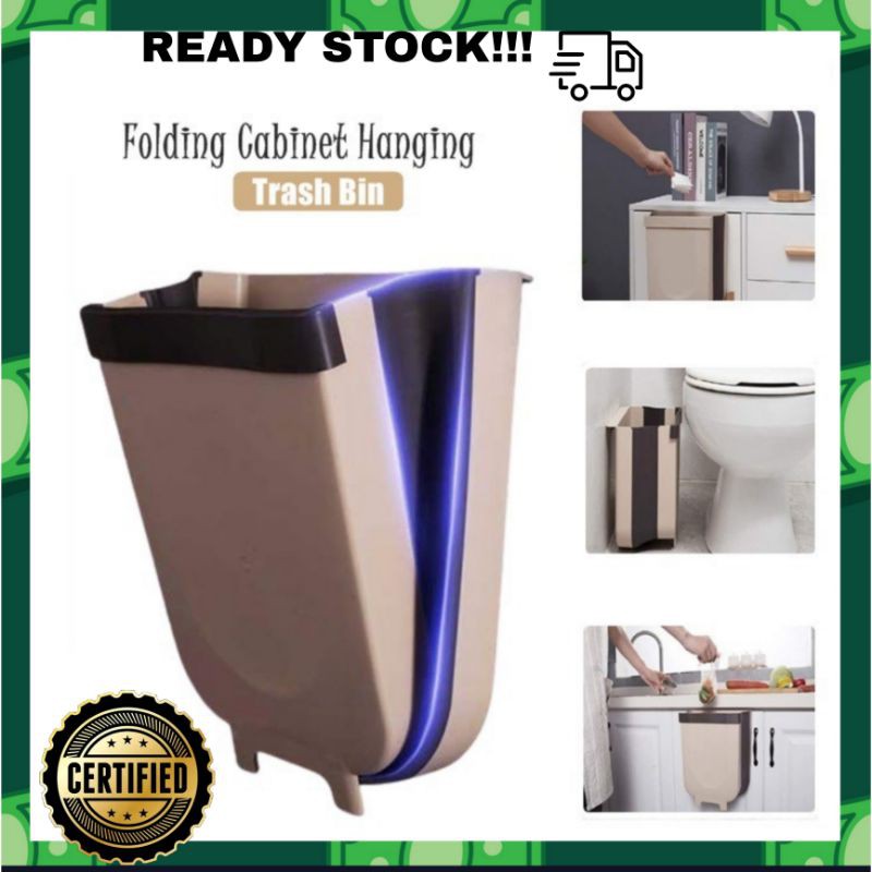 Kitchen Wall Mounted Folding Dustbin Cabinet Door Foldable Hanging ...