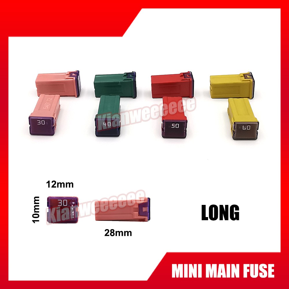 ORIGINAL Mini Main Fuse [LONG] 30A, 40A, 50A, 60A (1PCS) | Shopee Malaysia