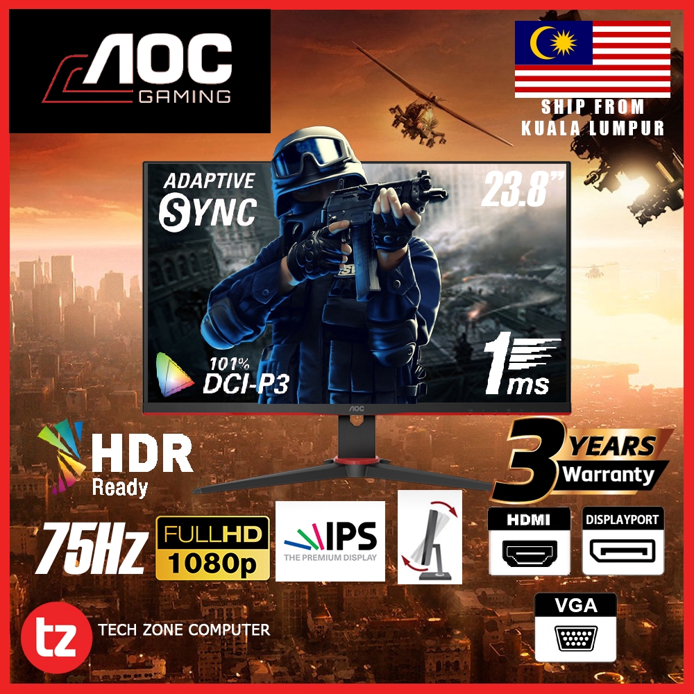 AOC 24G2E5 23.8" Full HD 75Hz 1ms Adaptive Sync Gaming Monitor | Shopee ...