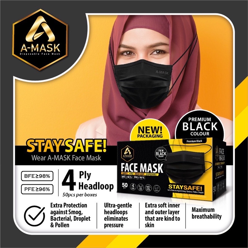 🇲🇾🔥HOTDEALS🔥A-MASK Adult Head Loop Face Mask 3PLY/4 PLY (Head Loop ...