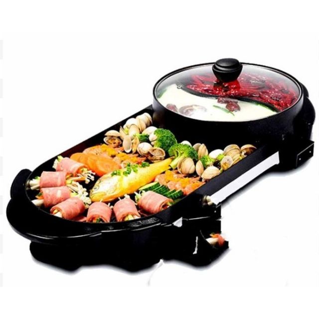 (💥READY STOCK) 2 IN 1 BBQ GRILL PAN and STEAMBOAT HOT POT / KUALI BBQ ...