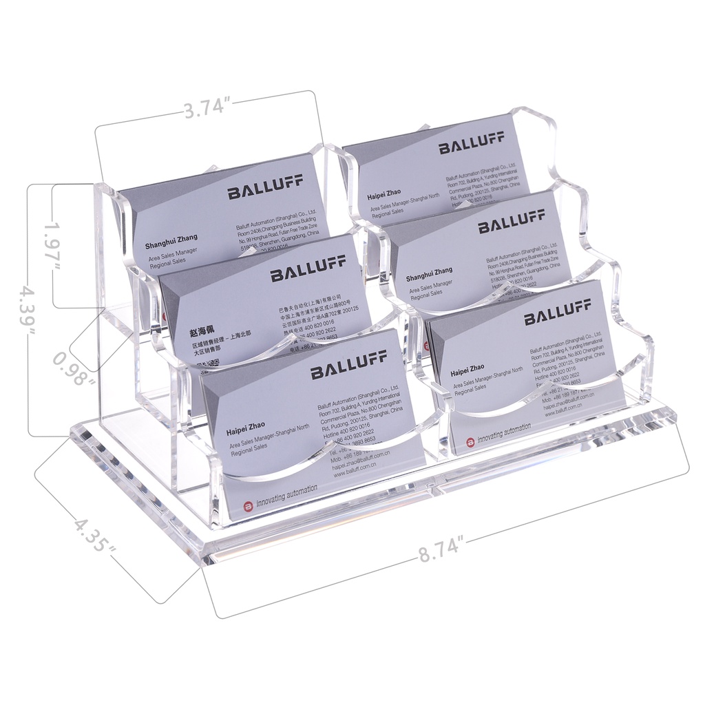 Clear Horizontal Business Card Holder Stand for Desk, Acrylic Desktop ...