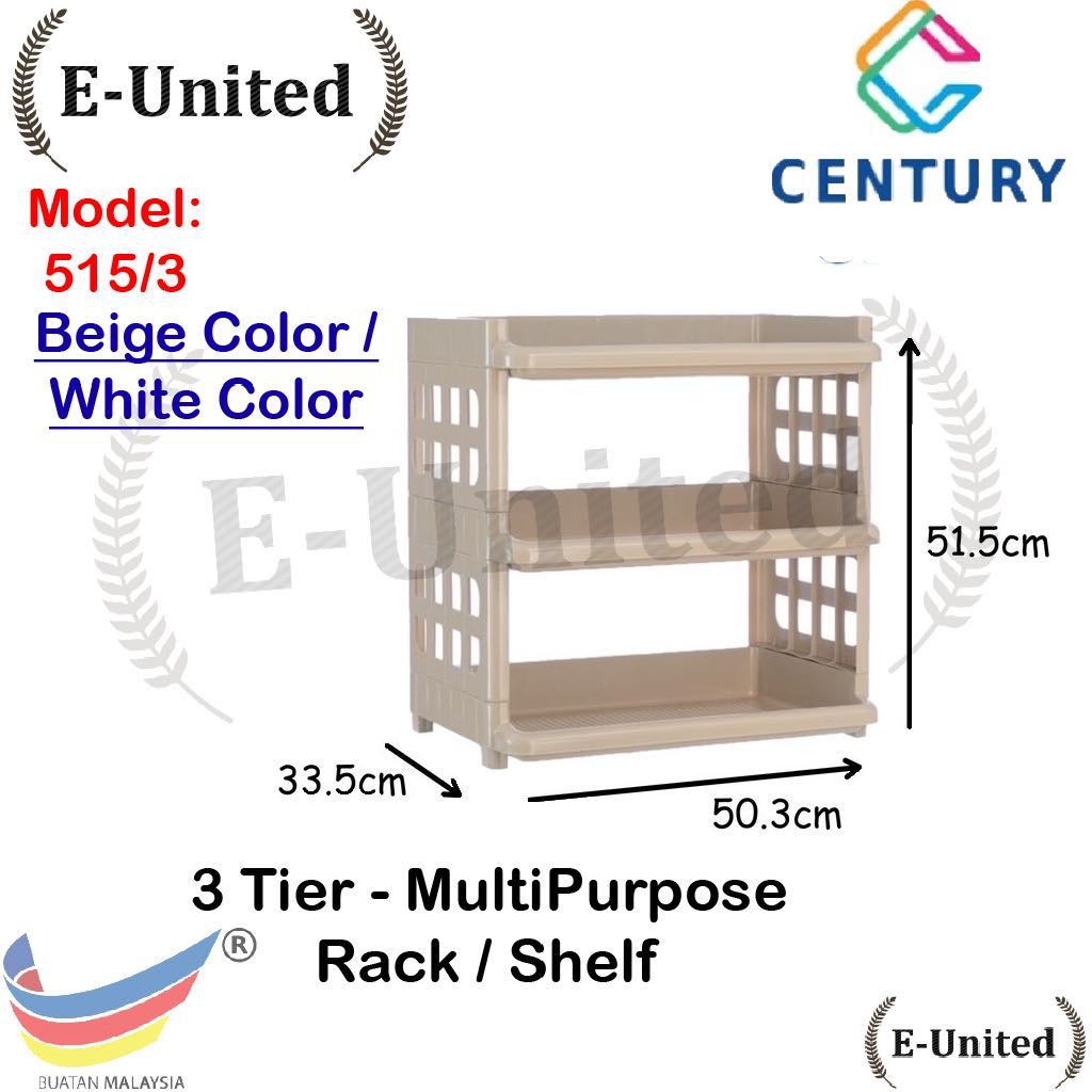 Century* 3 Tier Multi Purpose Plastic Wide Rack 515/3 Book Rack / Shoe ...
