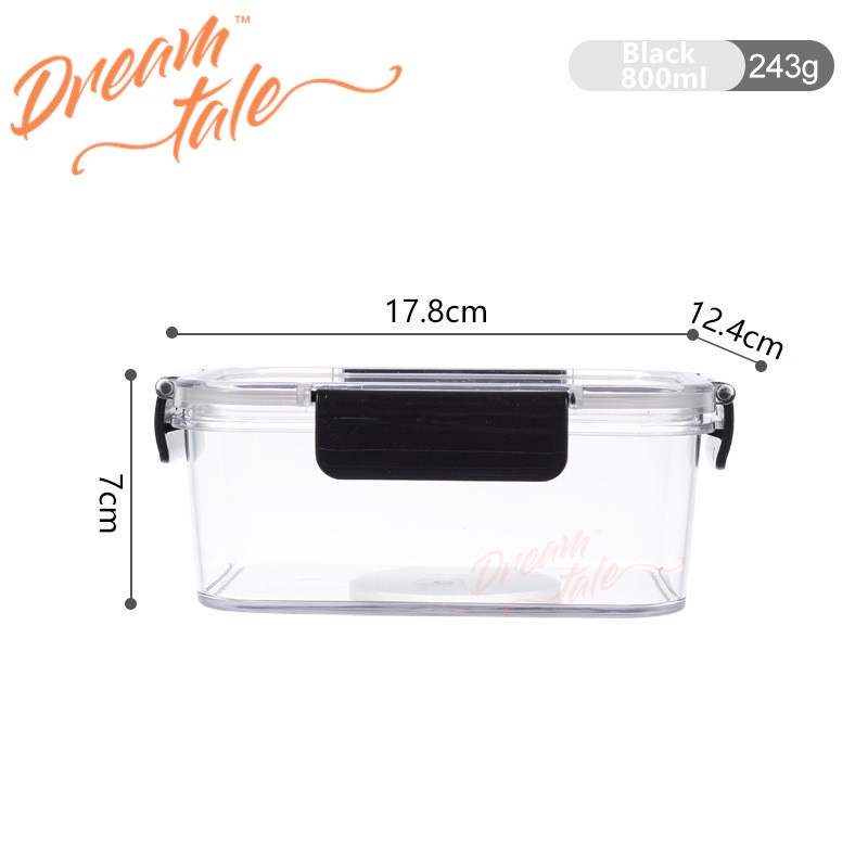 450ml/800ml/1100ml PET Transparent Airtight Food Container Lunch Box ...