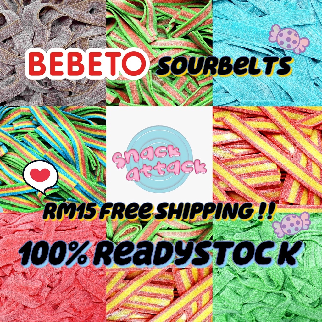 100% READYSTOCK BEBETO SOUR BELT GUMMY CANDY SOUR CANDY JELLY MASAM ...