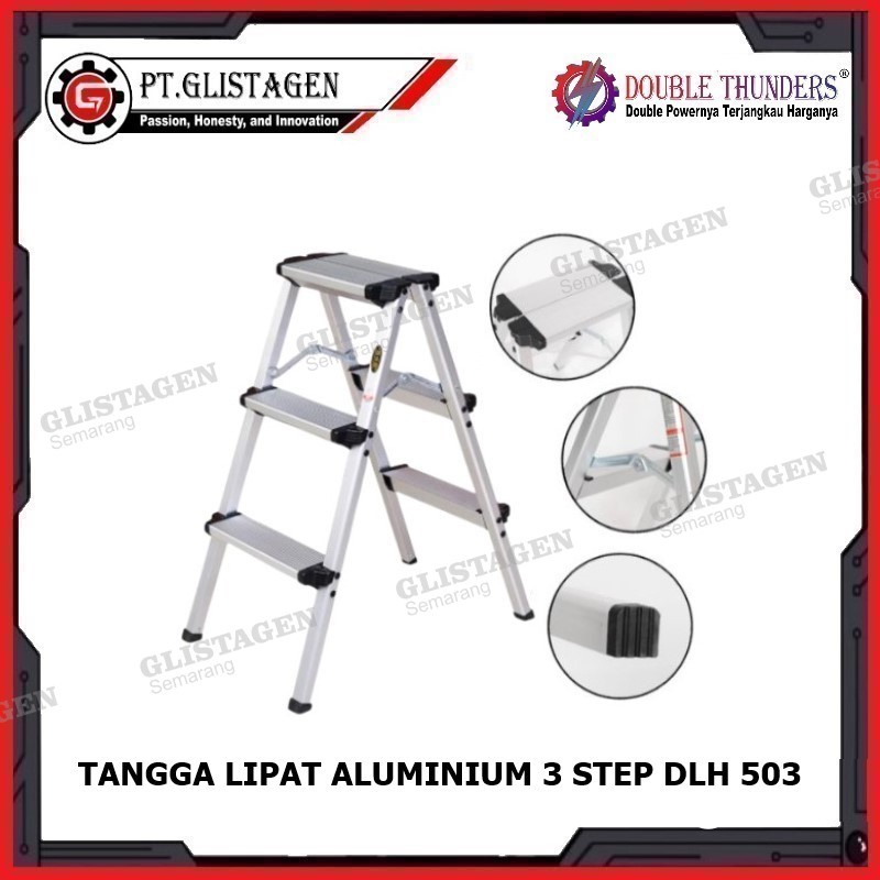 Short 3 Step Aluminum Folding Ladder Household Mini Ladder DLH 503 DT ...