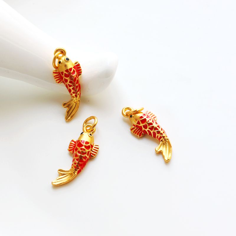 Pendant Koi Fish diy 18k Matte Gold Frosted Color Retention Retro Style ...