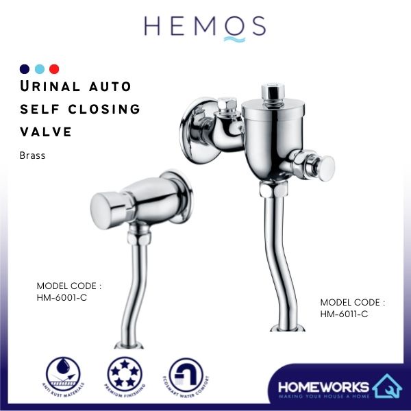 HEMOS BRASS AUTO SELF CLOSING EXPOSED DELAYED ACTION URINAL VALVE HMSC ...