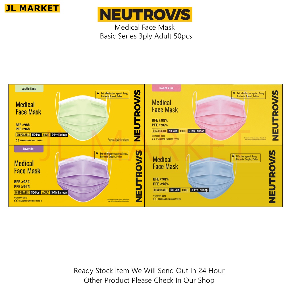 Neutrovis Medical Face Mask - 3ply basic series (Adult) /Zero Degree ...