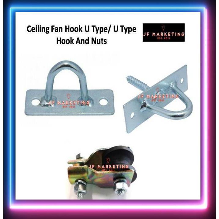 Ceiling Fan Hook U Type/ D Type Hook And Nuts / Fan Bracket C/W Rubber ...