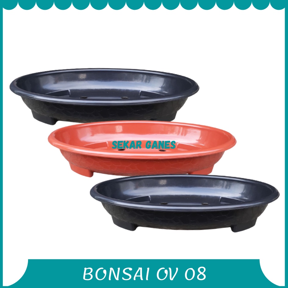 PUTIH MERAH HITAM Oval Bonsai Pot Ov 08 White Black Red Brick Brown ...