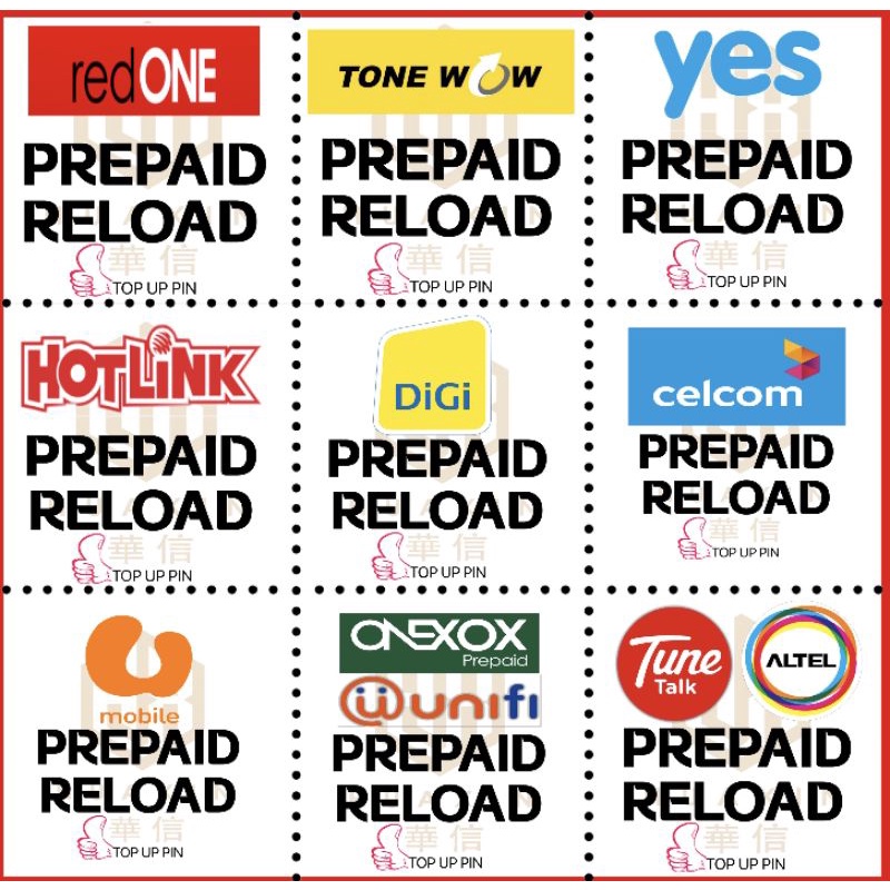 RM100 All Telco Prepaid Topup (Softpin / Nomber Pin) Hotlink Digi Celcom Tonewow | Shopee Malaysia