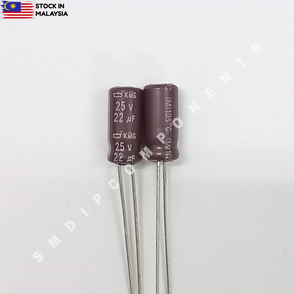 5PCS Japanese-Grade 22uF 25V 105°C, Radial Capacitor, 5mm x 11mm ...