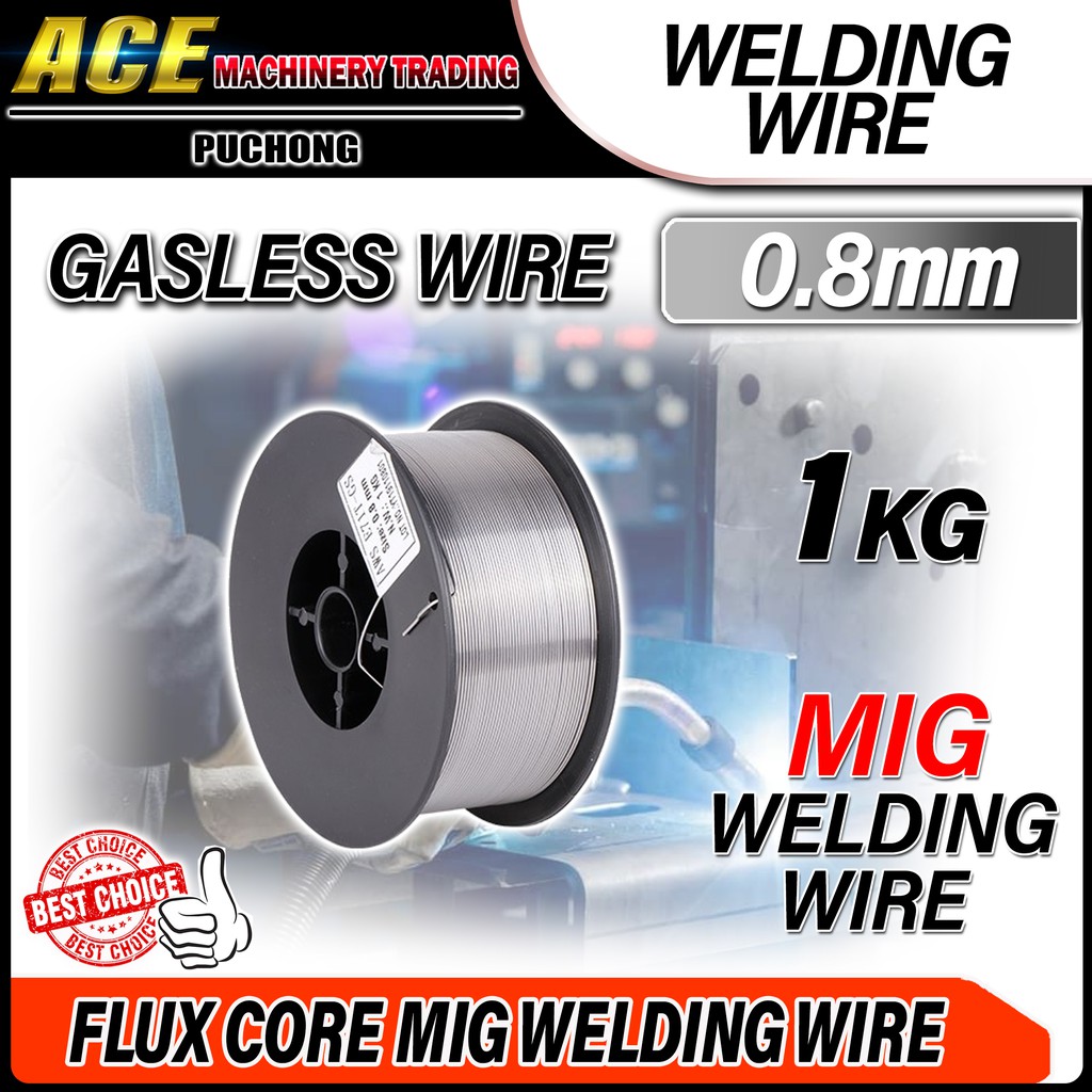 1 KG x 0.8mm MIG Gasless Wire - FLUX CORED Mig Gasless Wire 1kg (Silver) Flux Cored Gasless Mig ...