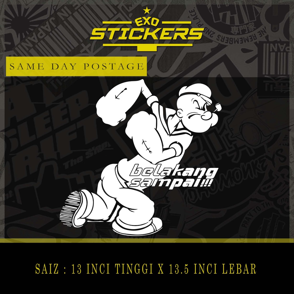 Sticker Popeye Belakang Sampai untuk cermin lori kereta van | Shopee ...