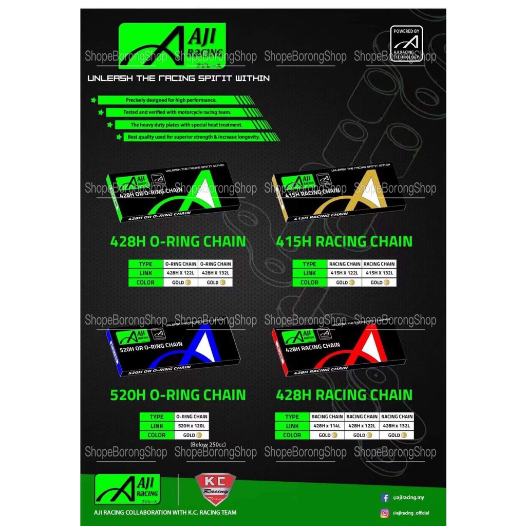 AJI RACING RANTAI MOTOR HEAVY DUTY GOLD ERO OR O RING CHAIN 415 415H ...