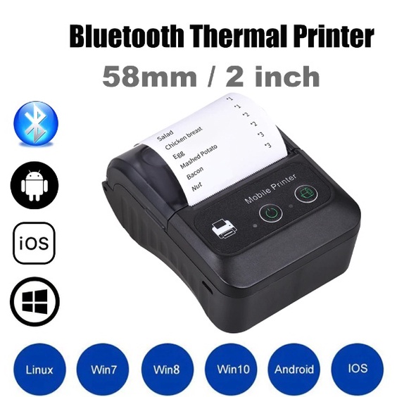 58mm bluetooth printer portable printer mesin resit kedai makan mini ...