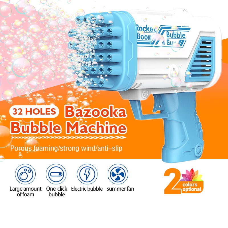 2023 New Models Bubble Machine Gift Tik Tok 32 hole Kids Gatling Bubble ...