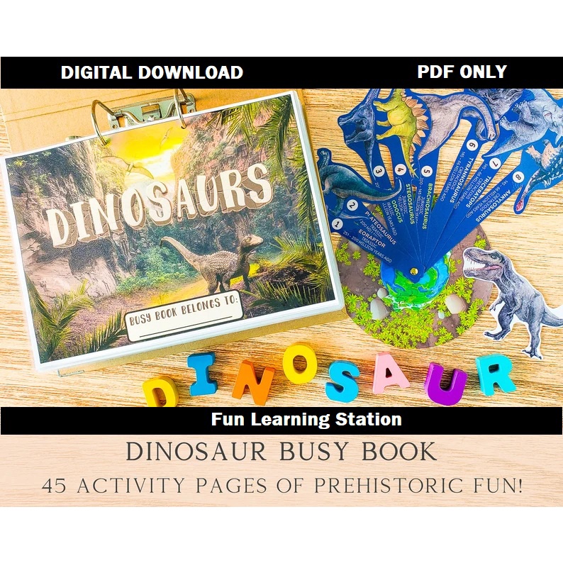 471 (PDF) Dinosaur Busy Book Printable Kids Quiet Book Softcopy ...