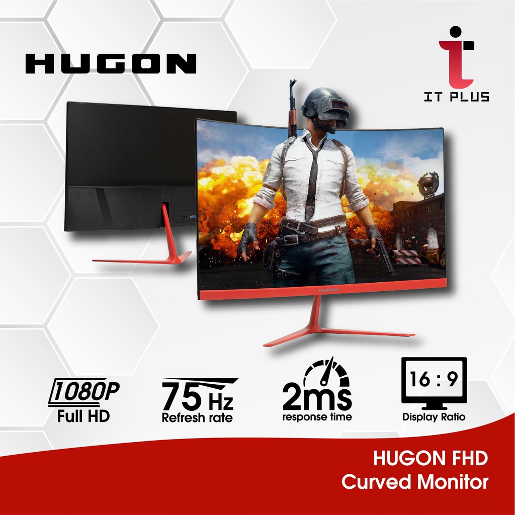 HUGON 24” 27” 32” Curved 75Hz 2MS FHD LED AMD FreeSync Gaming Monitor ...