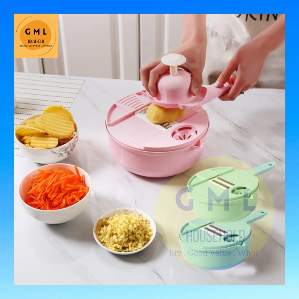 GMLH Multi-Function Vegetable Cutter Slicer Kitchen Cutting Tool Food Chopper with Hand ...