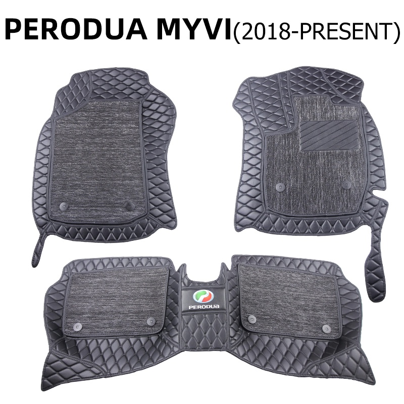 2Layers Carpet PERODUA MYVI Floor Mat (2005-Present) PU Leathe With ...