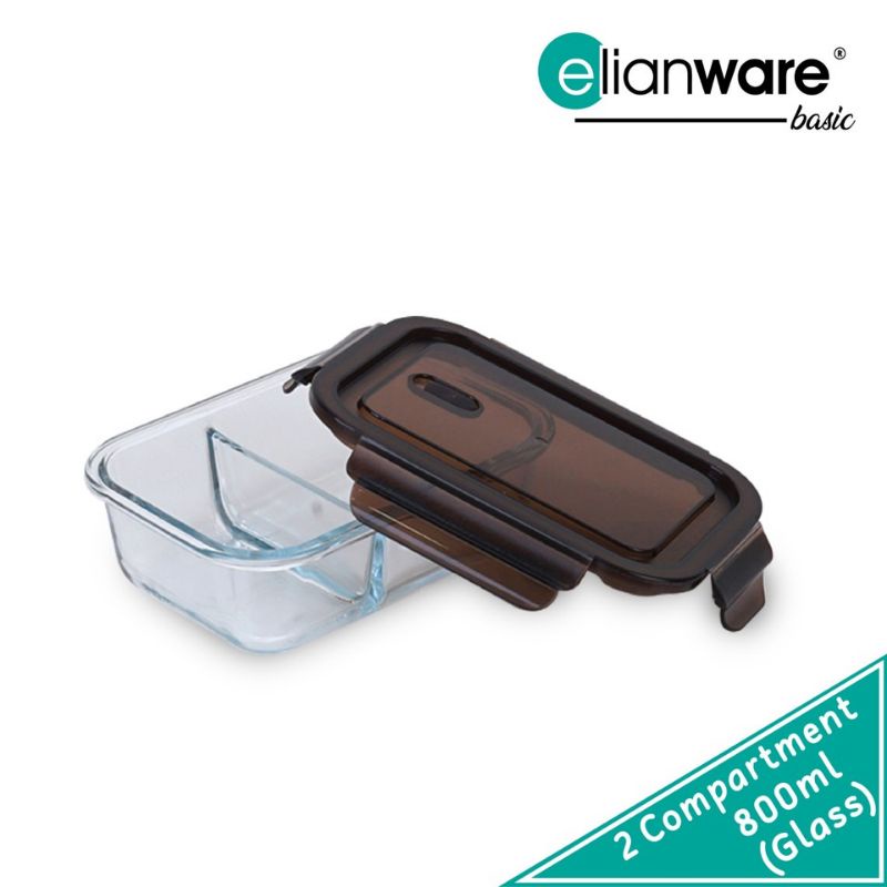 ELIANWARE Borosilicate Glass Food Container, Anti-Leaking Lunch Box ...