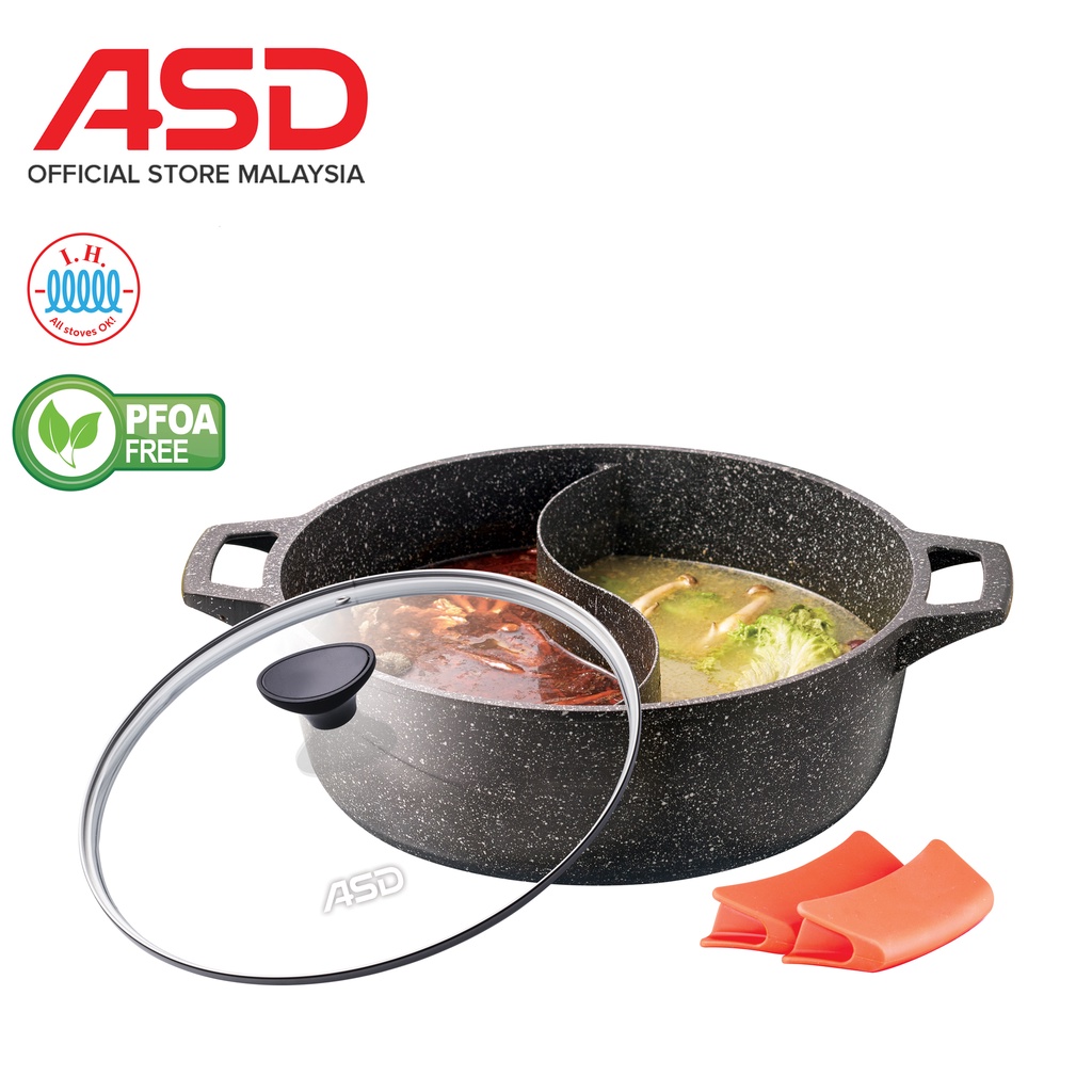 ASD 30cm Induction IH Die Cast Steamboat with Glass Lid / Periuk ...