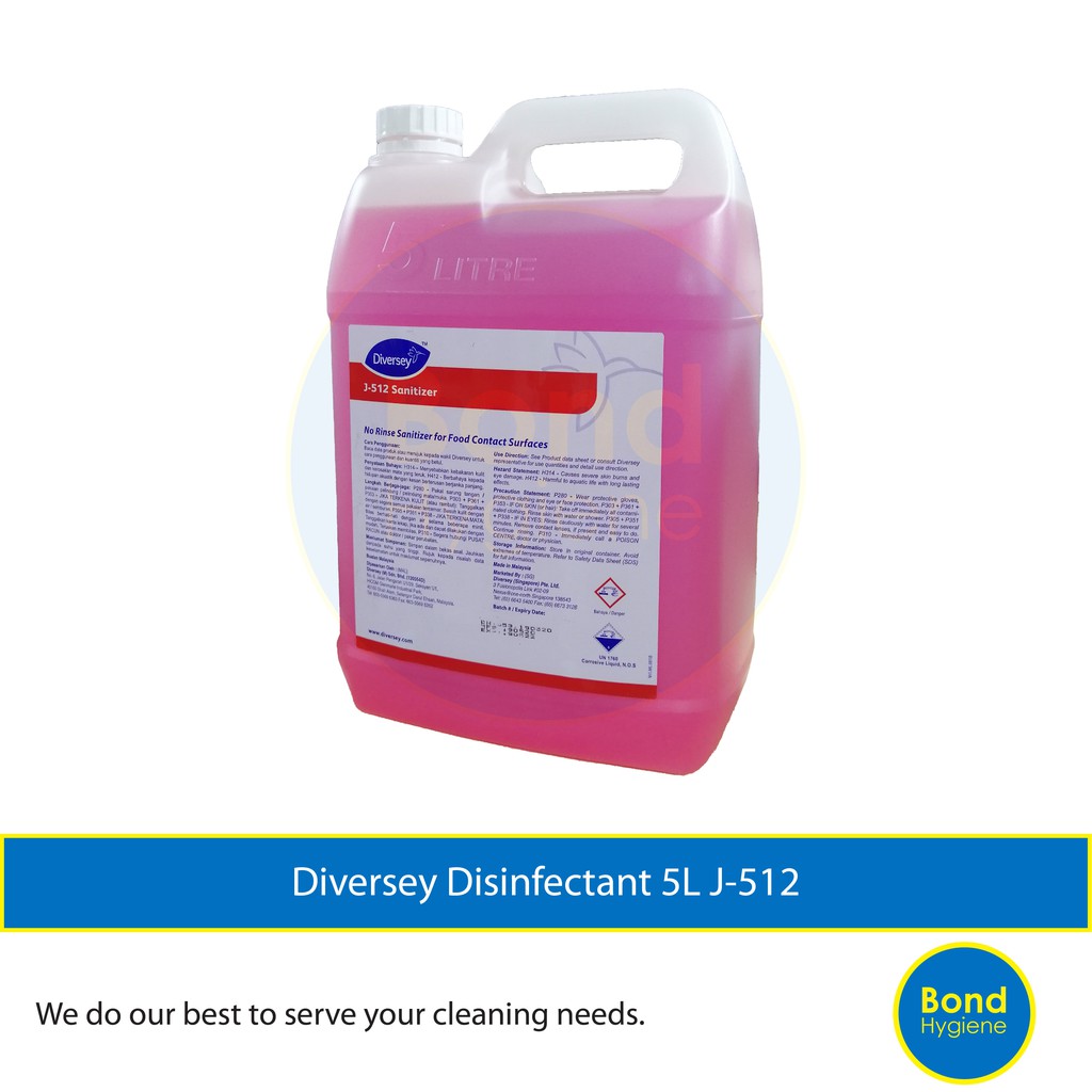 Diversey Disinfectant J-512 with EPA Approved, HALAL & Food Grade (5L ...