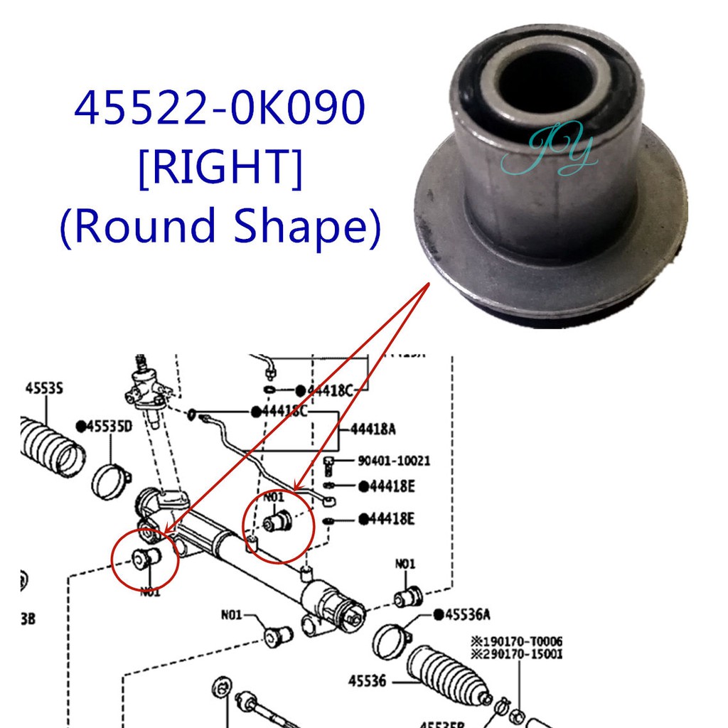 Toyota Hilux KUN25 2.5D / KUN26 3.0D Steering Rack Bush Kit 45522-0K090 ...