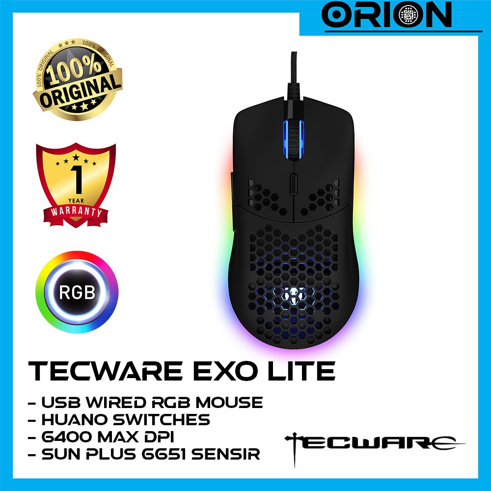 Tecware Exo Lite RGB Honeycomb Light Weight USB Professional Gaming Mouse | Shopee Malaysia