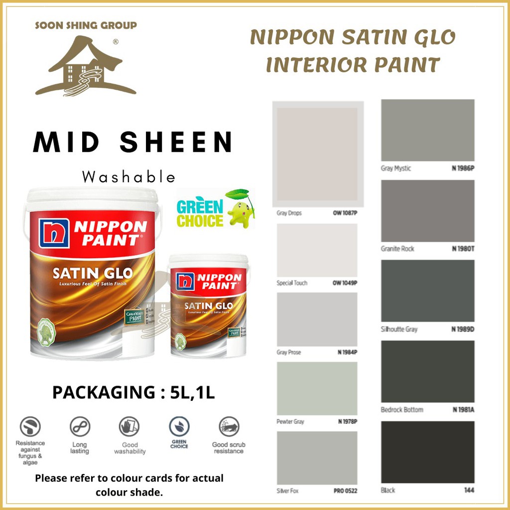 SS383 NIPPON SATIN GLO INTERIOR PAINT 1L /5L | Shopee Malaysia
