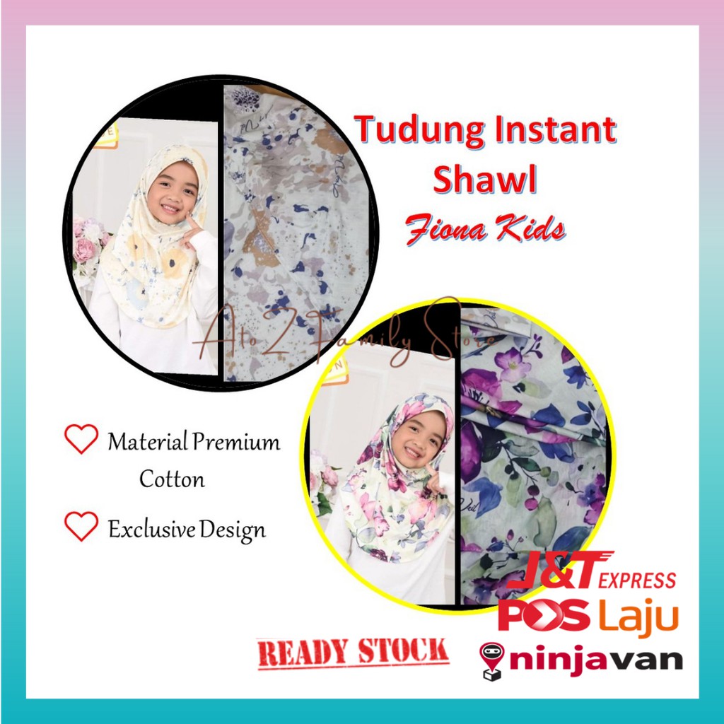 Aisy Veil Tudung Fiona Kids Instant Shawl Bercorak Tudung Instant Budak ...