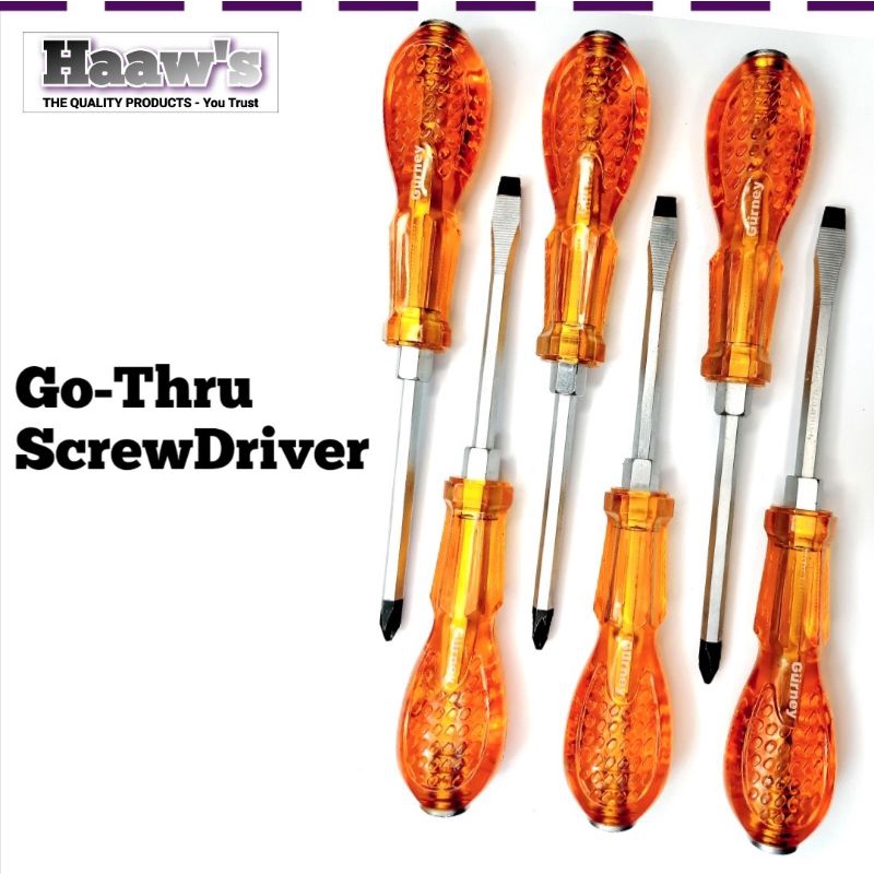6mm x 100mm GO-THRU SCREWDRIVER SET SLOTTED ( -) & PHILLIPS ...
