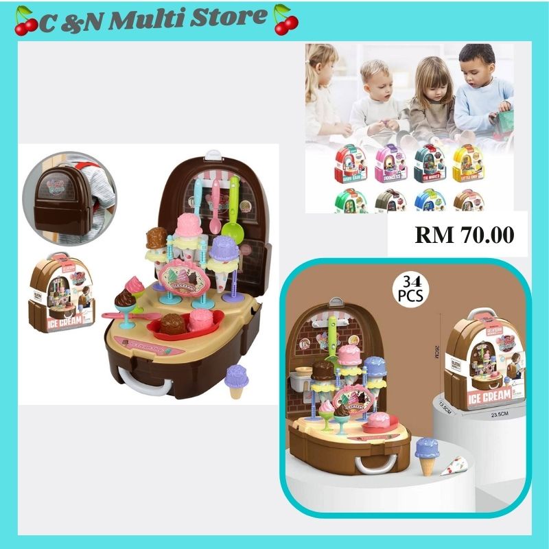 Delly PS-709 34pcs Pretend Play ice cream happy fun Dough Backpack Bag ...