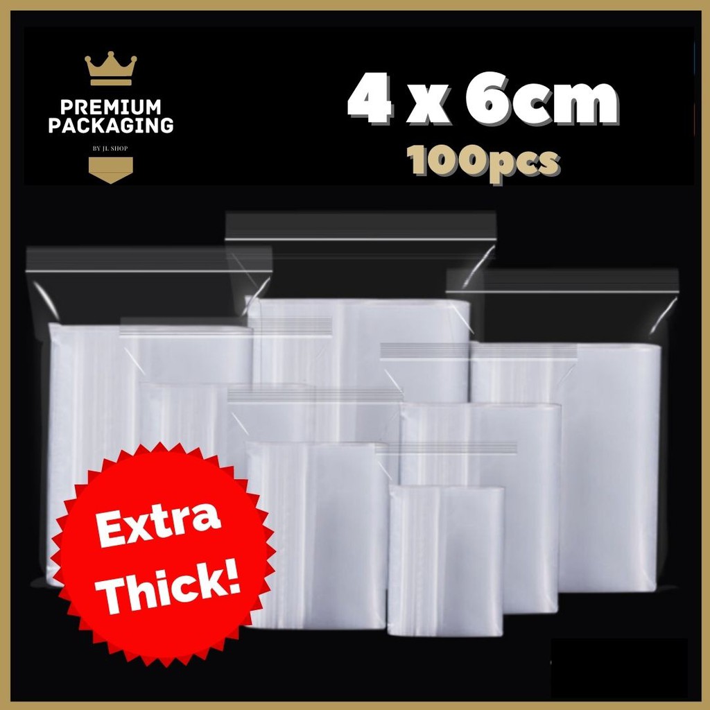 4*6cm 100pcs PE Plastic Zipper Zip Bag Zip Lock Transparent Bag Extra ...